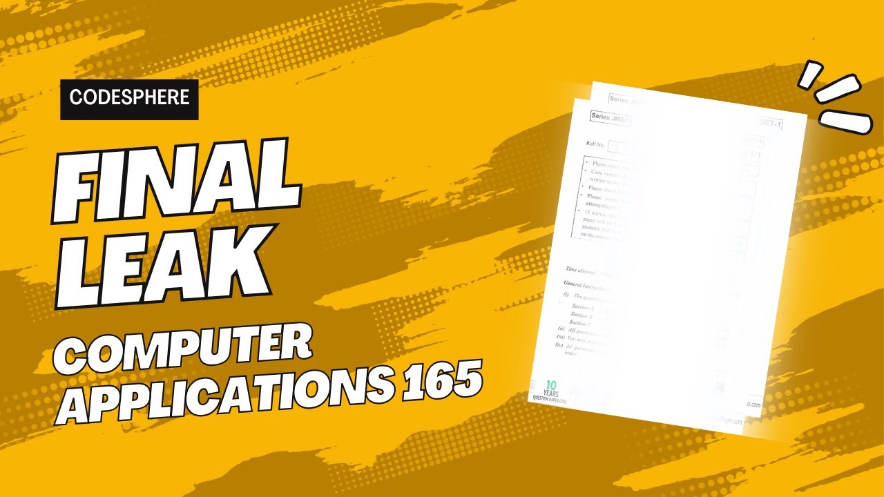 Class 10 Computer Application Code 165 Paper Important Questions - YouTube