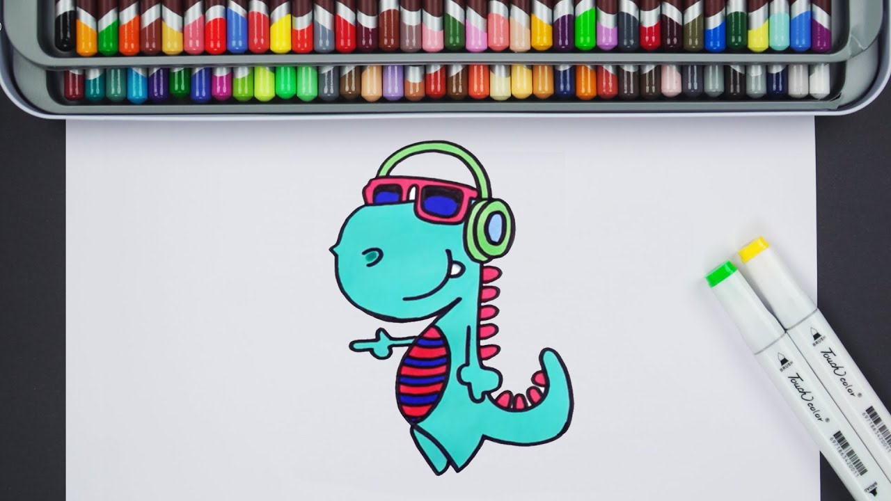 How to draw a cool dinosaur|Easy to start drawing|T-Rax - YouTube