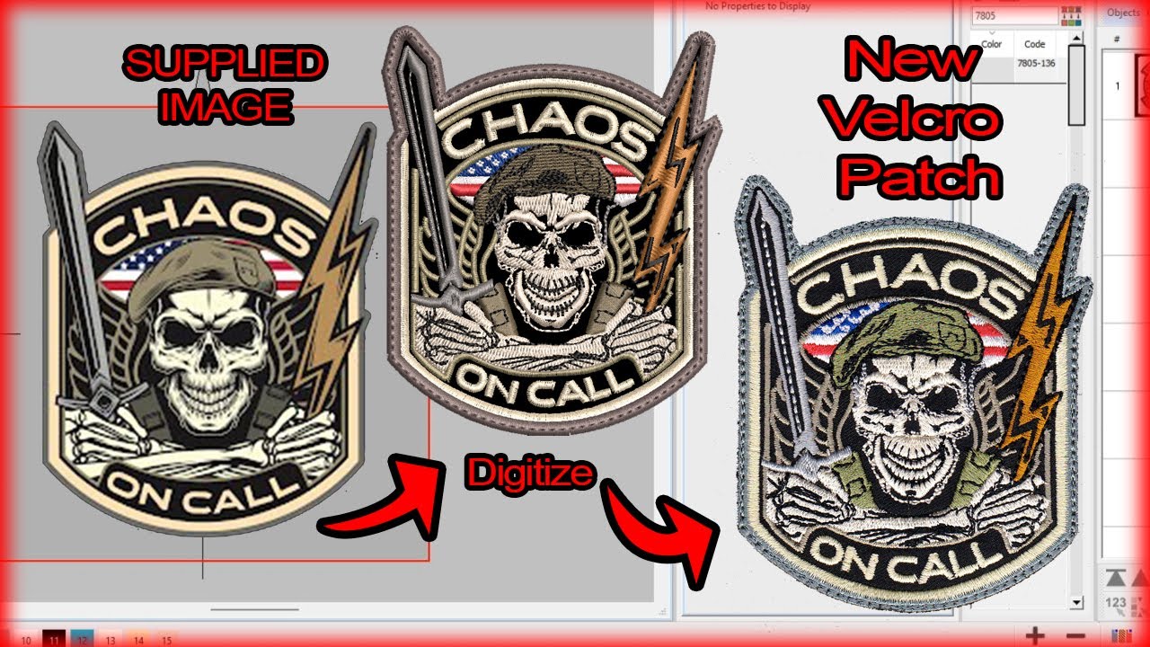 Embroidered Velcro Patch Digitizing + Stitching Real Time (No Talking) Wilcom Hatch Learning ...