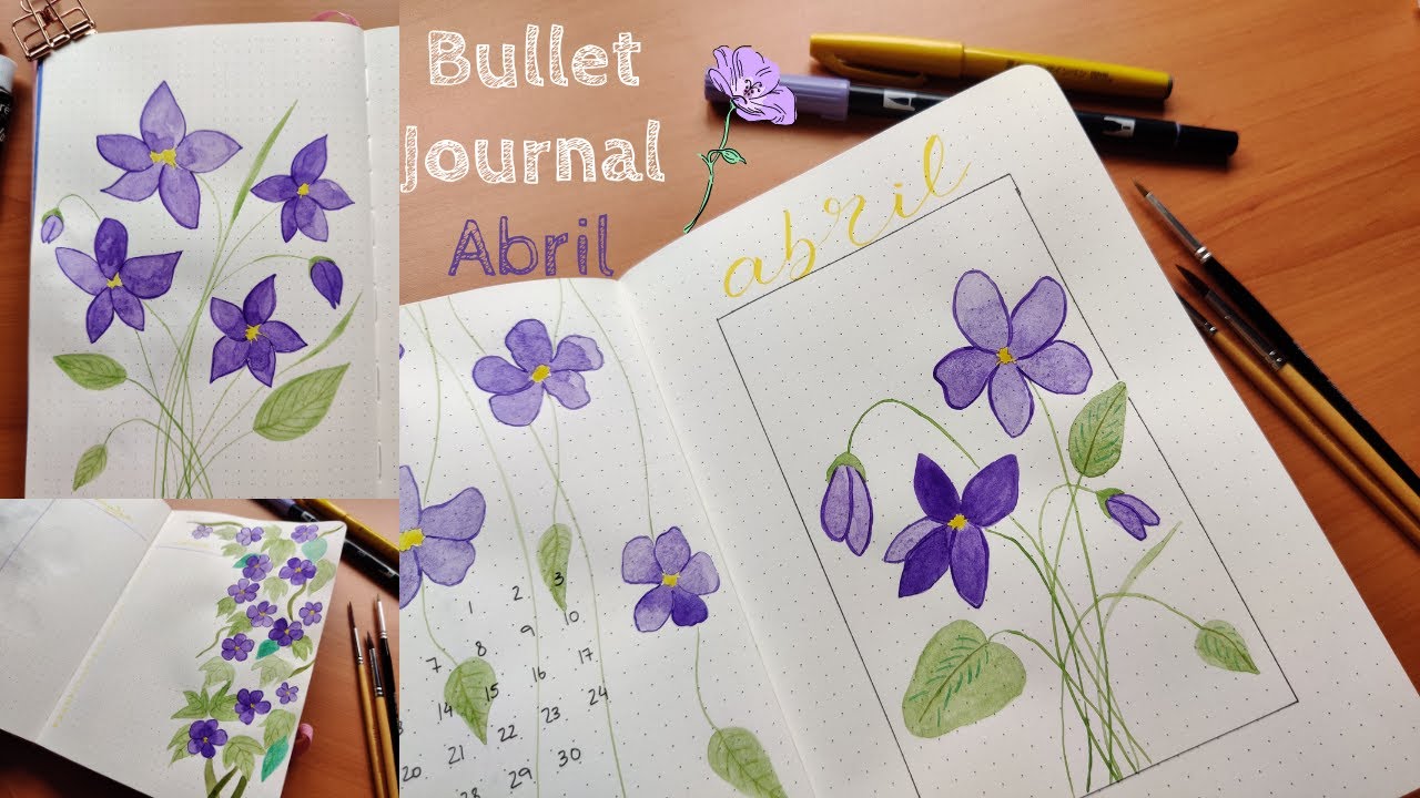 Bullet Journal Abril 2022 | Primavera | Violetas | Ottergami - YouTube