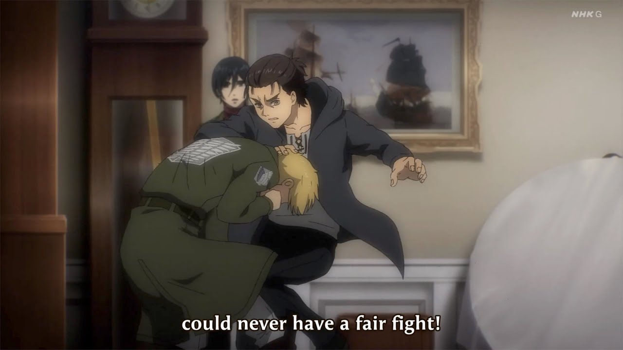 Eren vs Armin fist fight to protect Mikasa Attack on Titan Final season ...