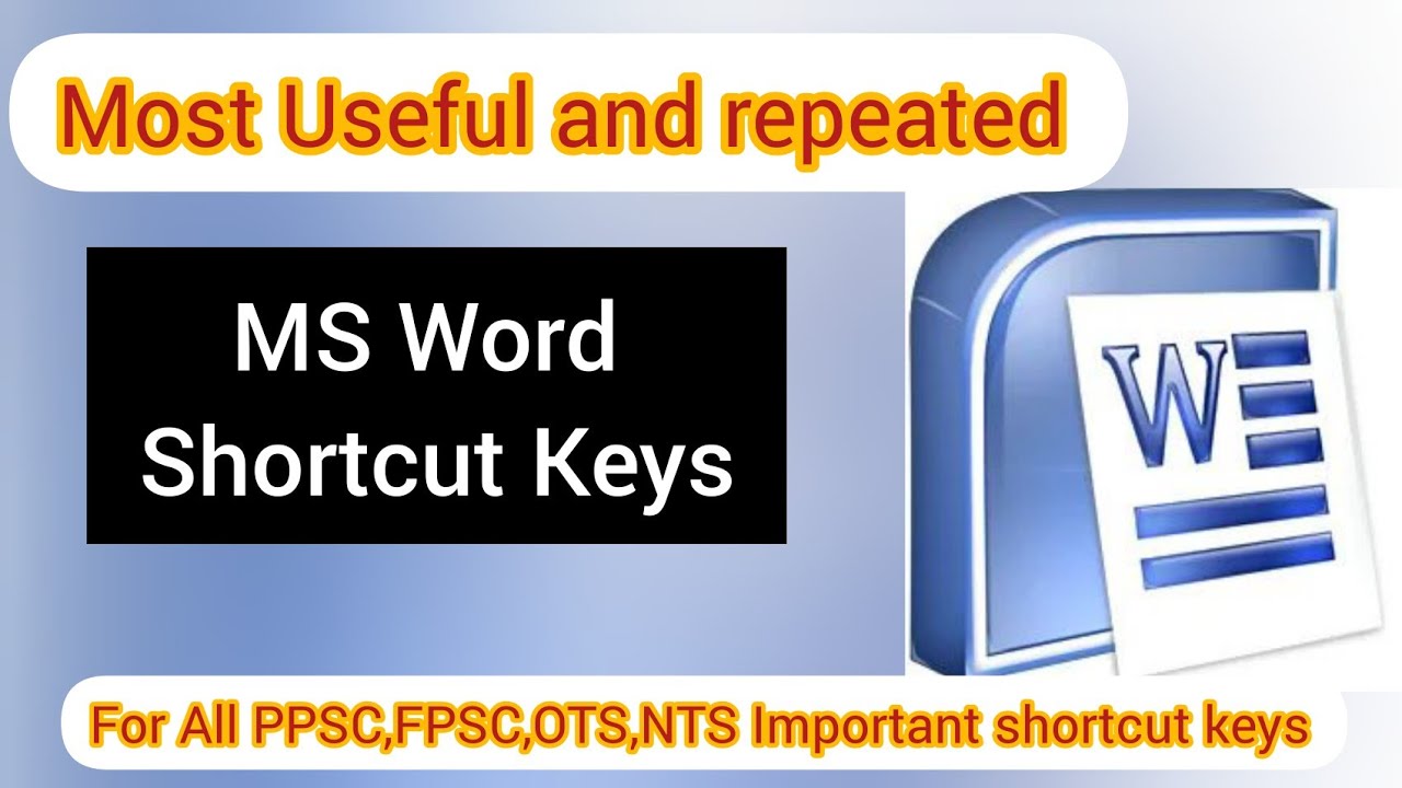 Shortcut Keys of MS word A To Z | All Shortcut keys of MS word | MS ...