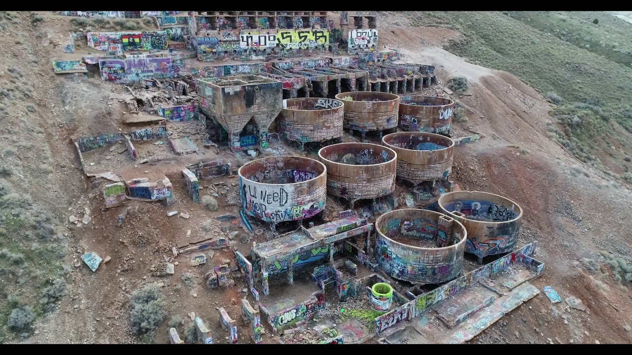 A flyover of the Tintic Standard Reduction Mill near Goshen, Utah ...