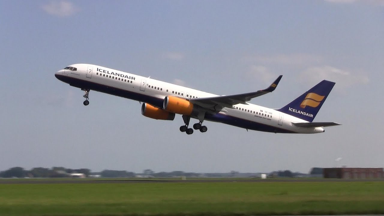 Icelandair Boeing 757-200 Takeoff Amsterdam Airport Schiphol - YouTube