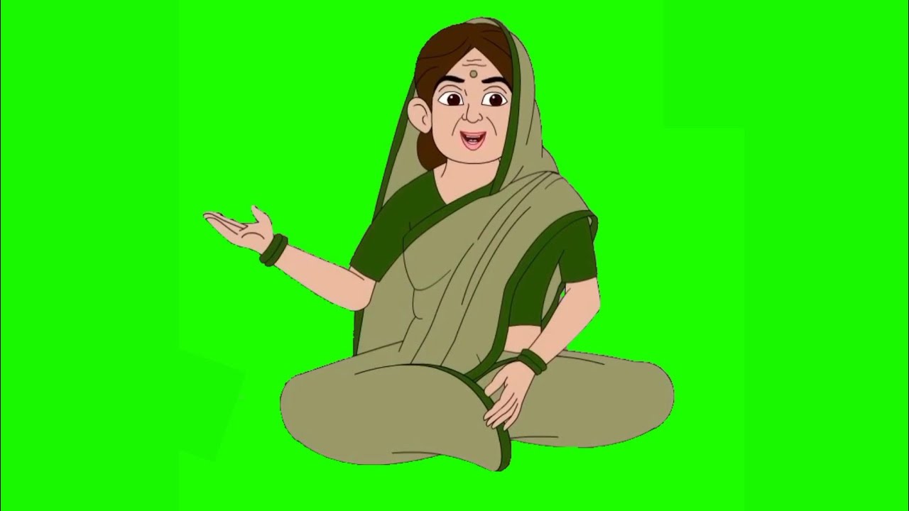 green screen cartoon video | 2D female cartoon character. green screen ...
