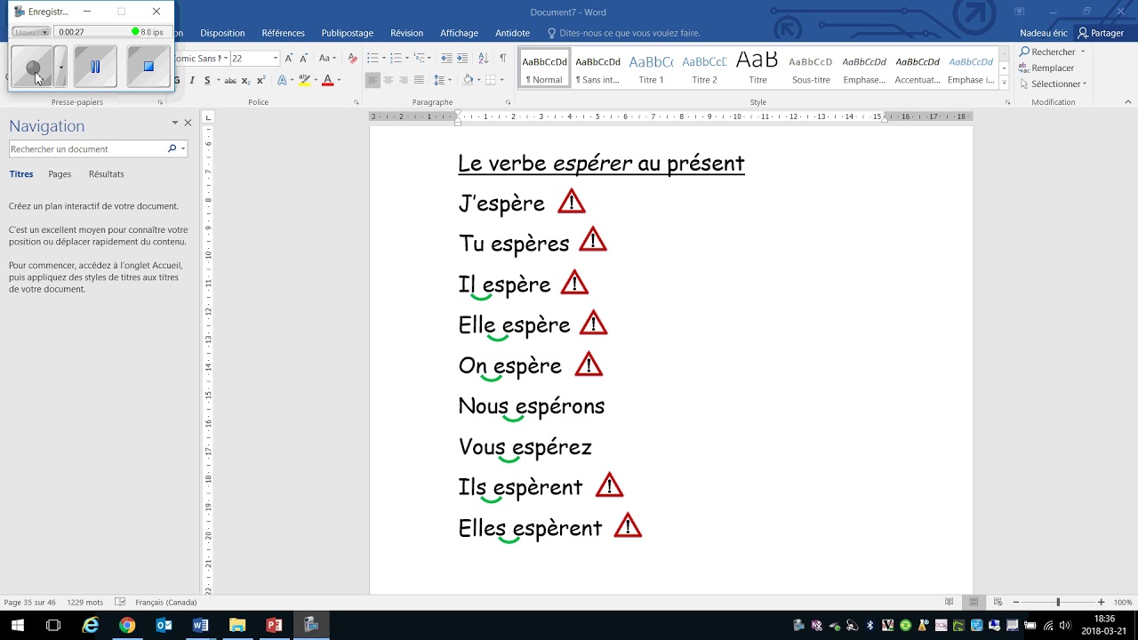 Verbe espérer - YouTube