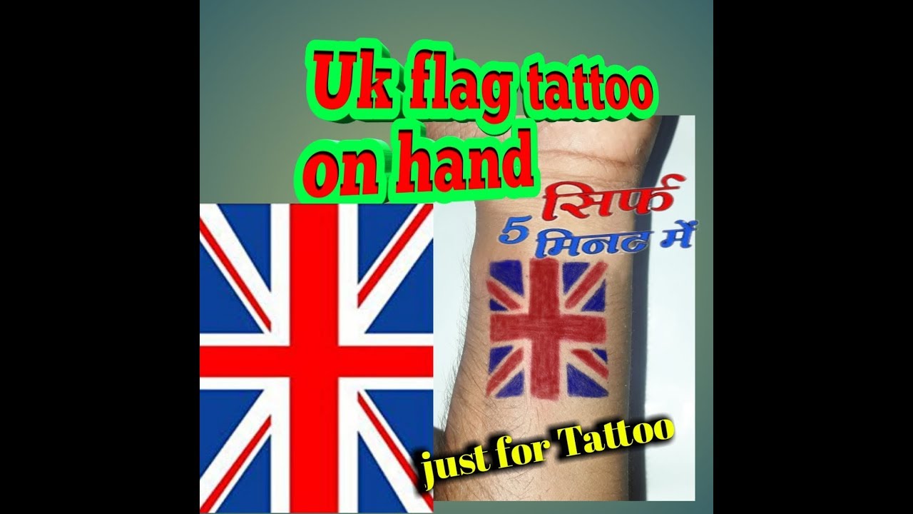 Uk flag tattoo on hand.just for tattoo design - YouTube