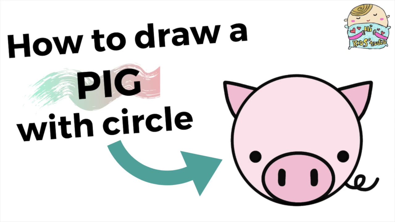 How to draw PIG with a circle | EASY drawing | Super Simple Drawing | 豚 ...