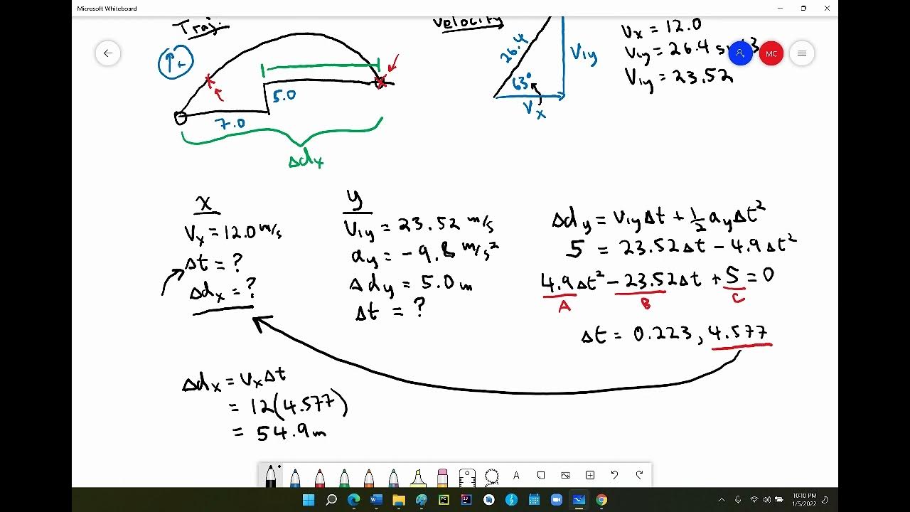 Projectile Motion Problem - Grade 11 Physics - with worksheet - YouTube