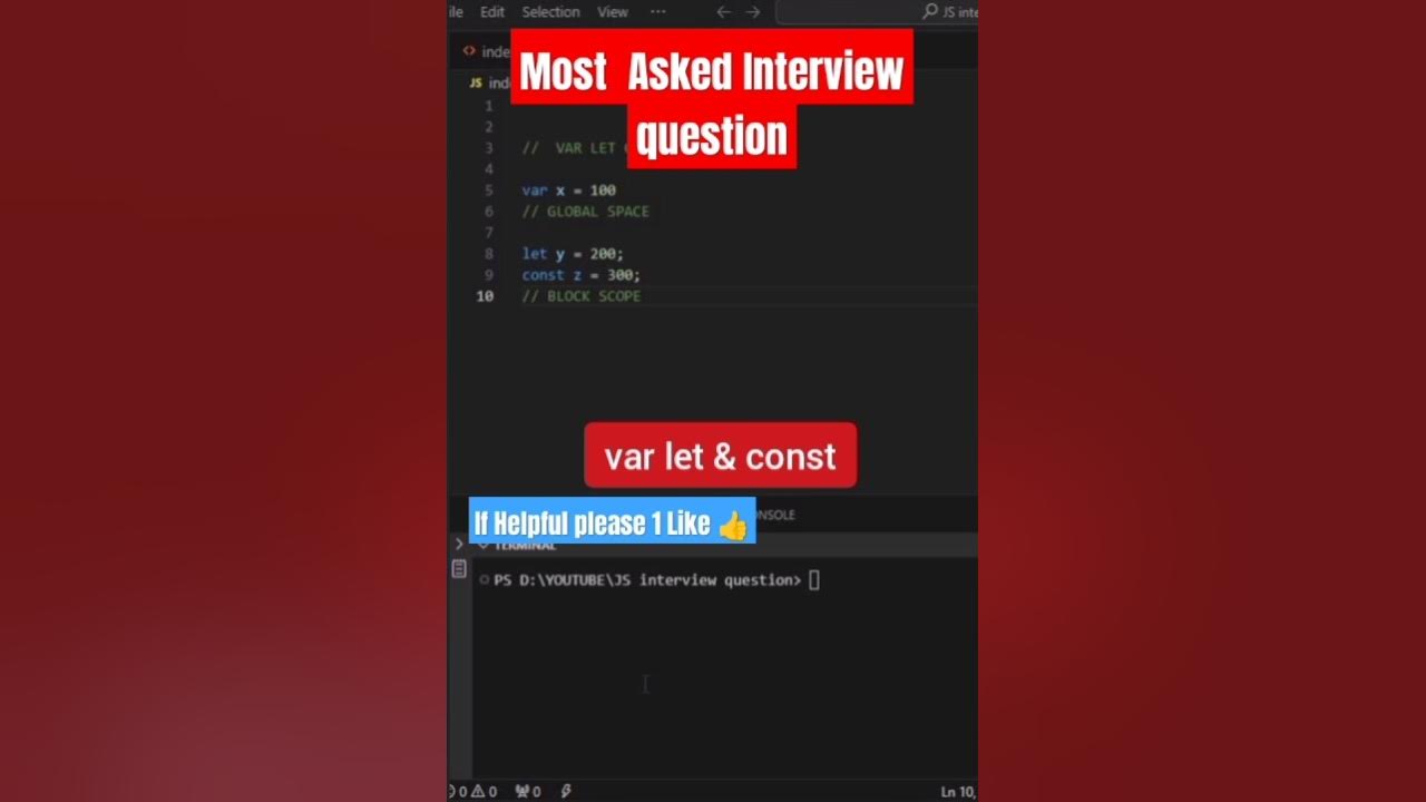 Difference Between Var let & const | JavaScript Interview Question #shorts #javascript # ...
