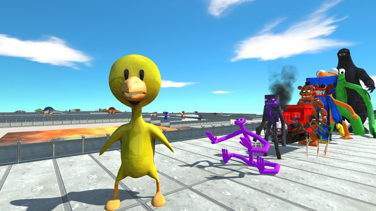 Rainbow Friends Yellow LAVA DEATH RUN - Animal Revolt Battle Simulator ...