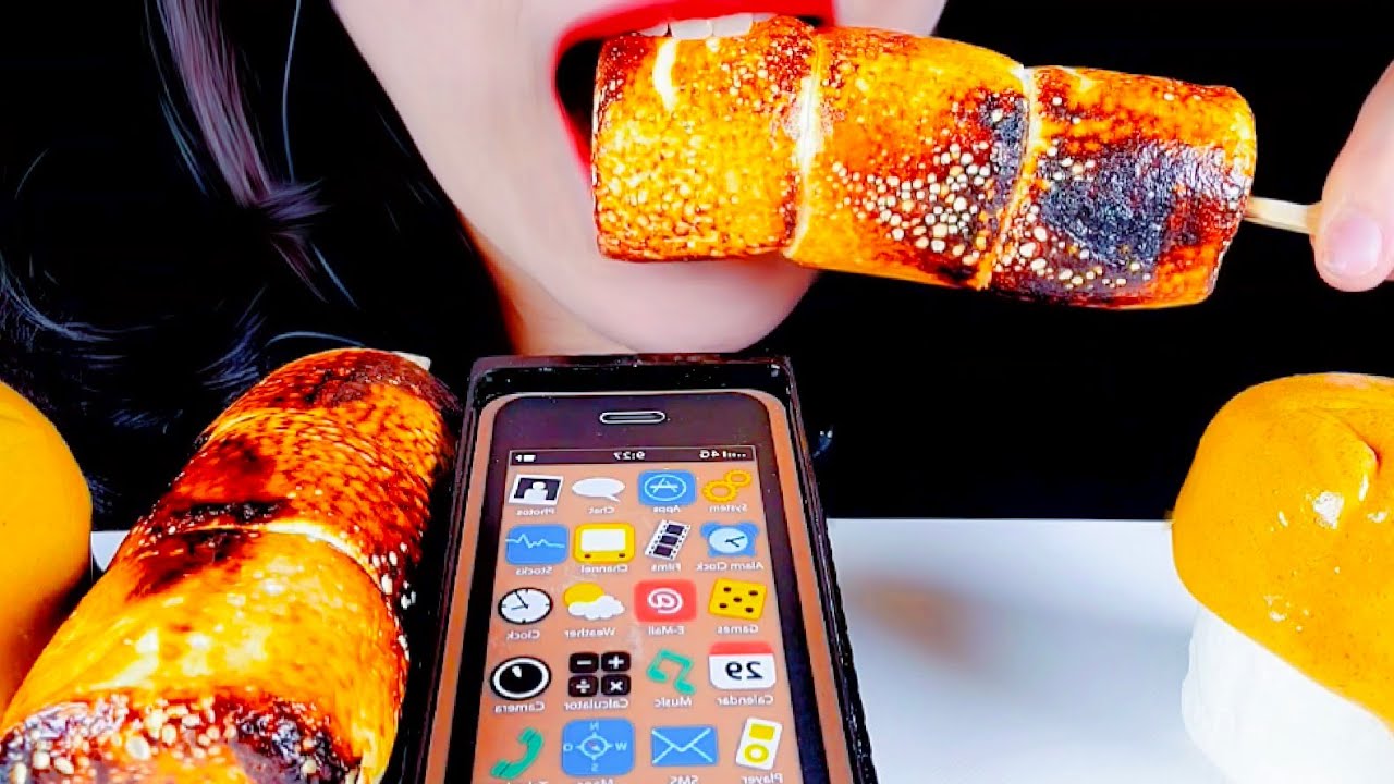 Mukbang with Delicious Chocolate Edible Phone and Roasted Marshmallow ...