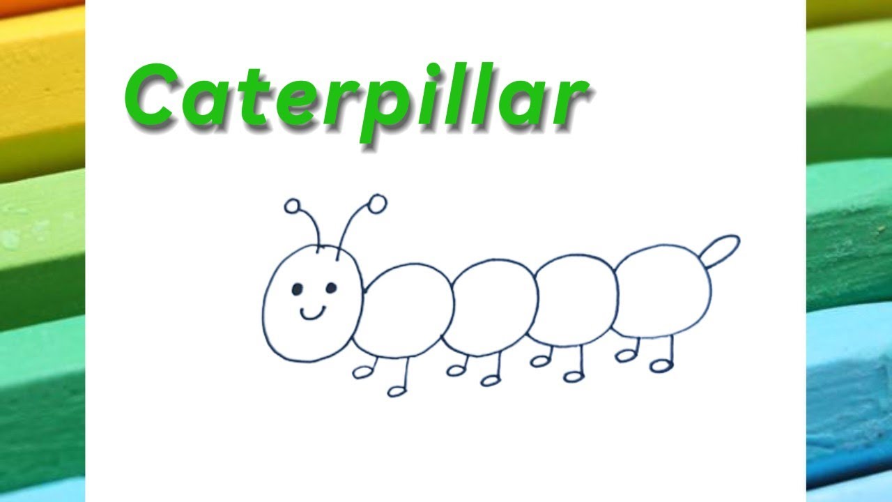 How to draw caterpillar | Easy Drawing for Kids | Coloring and Glitter ...
