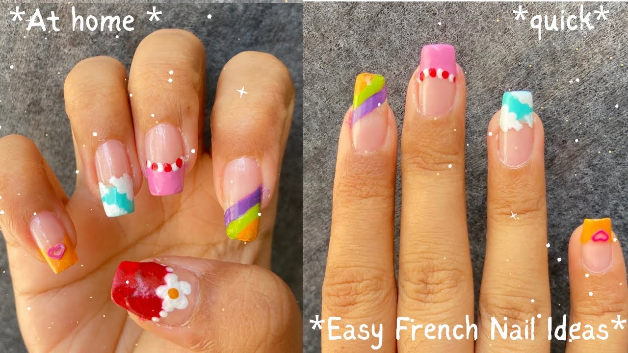 Easy nail art design ideas | French nail tutorial for beginners | - YouTube
