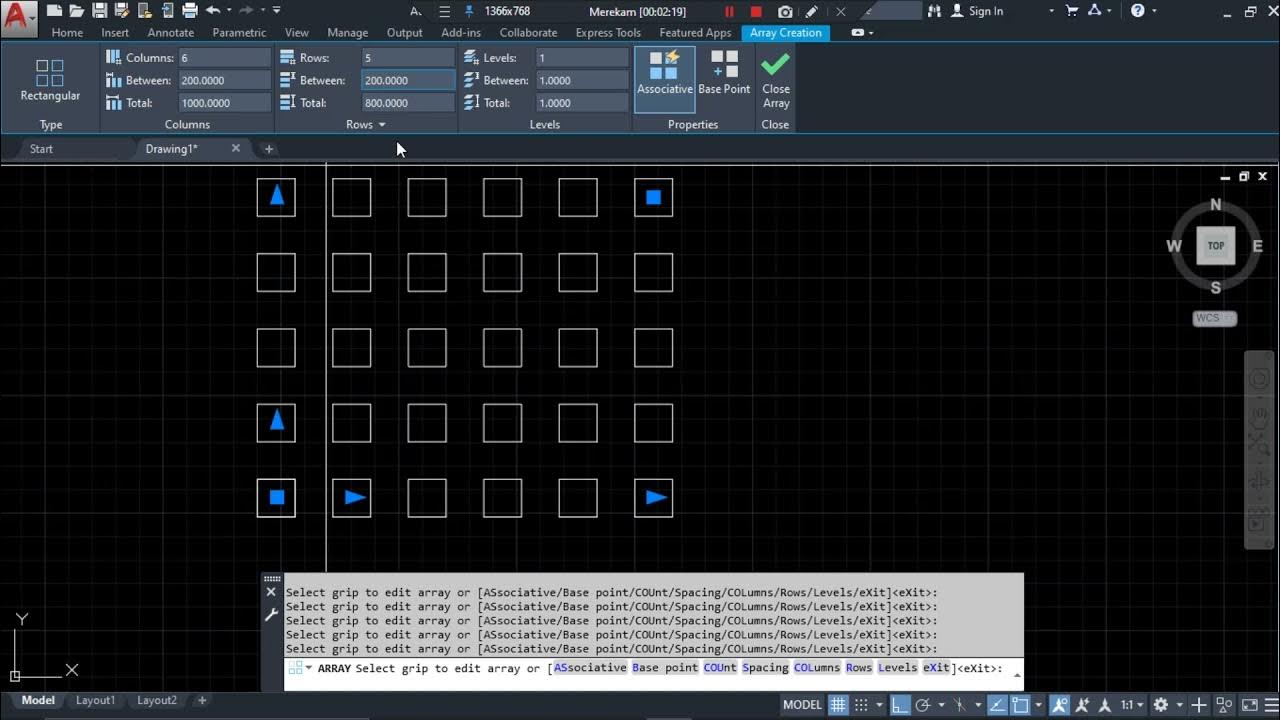 Menggunakan Tools Array Pada AUTOCAD 2021 - YouTube