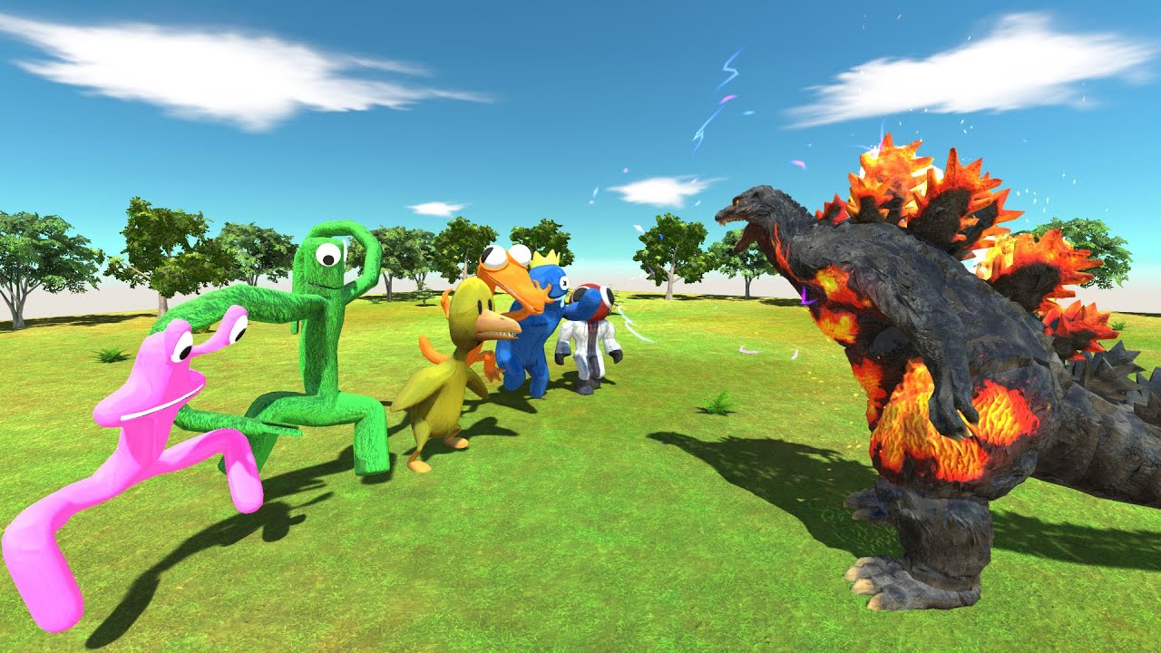 Team Rainbow Friends vs Godzilla Burning - Animal Revolt Battle ...