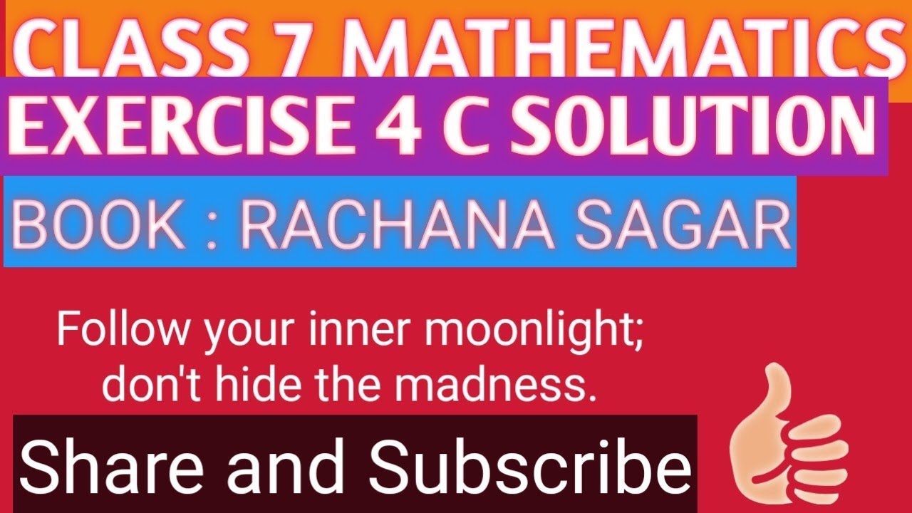 Class 7 Mathematics| Exercise 4 C | Book : Rachana Sagar - YouTube