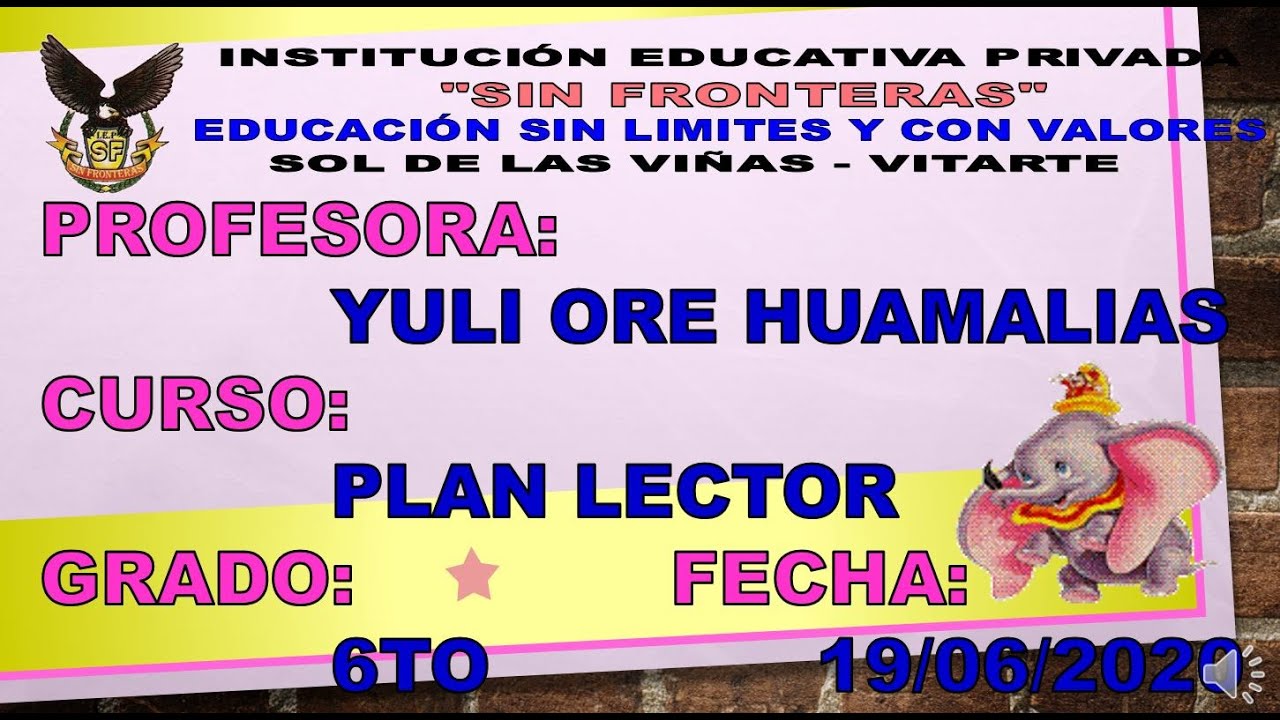 PLAN LECTOR 6TO GRADO - YouTube