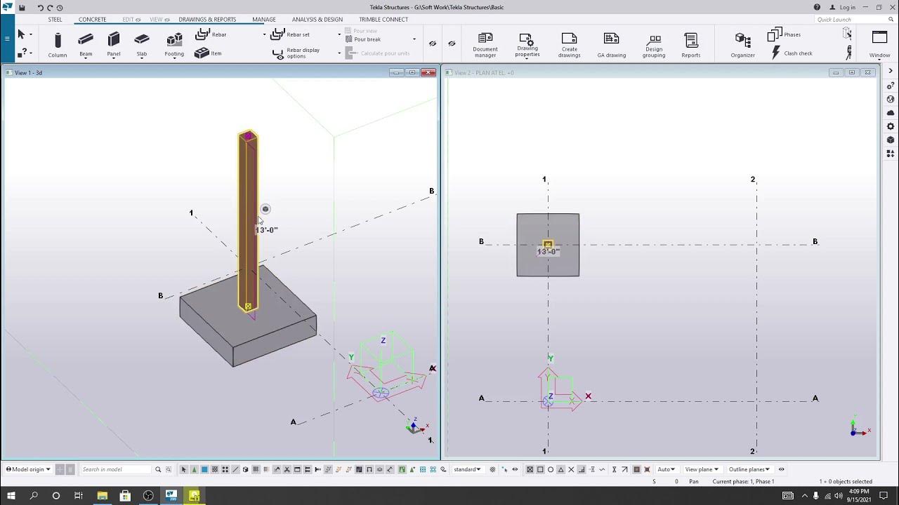 5. Tekla Structures Tutorials | Drawing column and Modifying column in Tekla structures 2021 ...