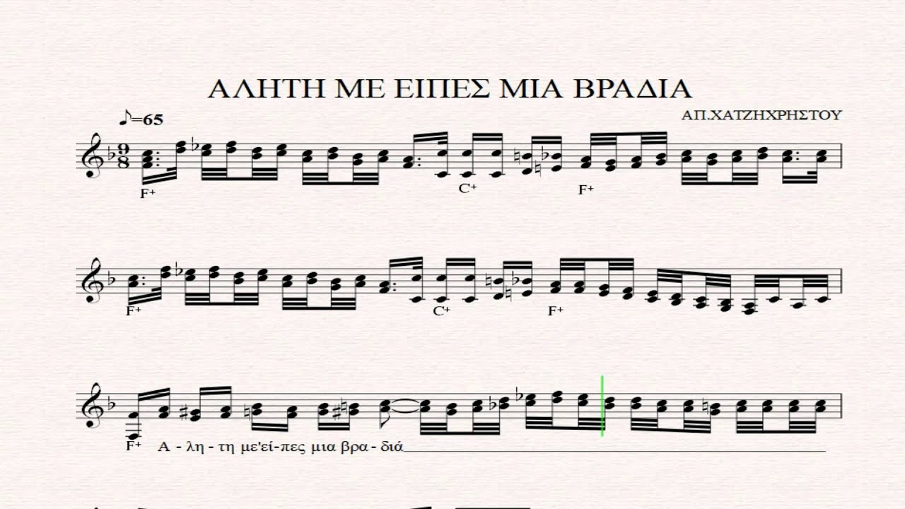 ΑΛΗΤΗ ΜΕ ΕΙΠΕΣ ΜΙΑ ΒΡΑΔΙΑ - ΠΑΡΤΙΤΟΥΡΑ ΑΠ. ΧΑΤΖΗΧΡΗΣΤΟΥ Acordes - Chordify