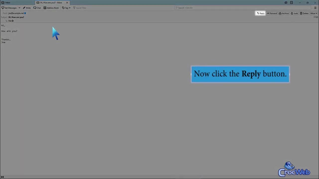 How To Reply To Email In Mozilla Thunderbird Crocweb Cloud Youtube
