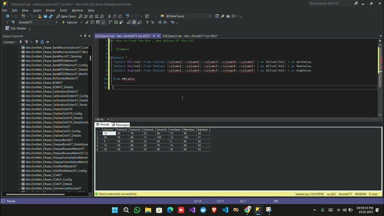 How to Find Min, Max, and Average Column-Wise in MSSQL | SQL Tutorial - YouTube