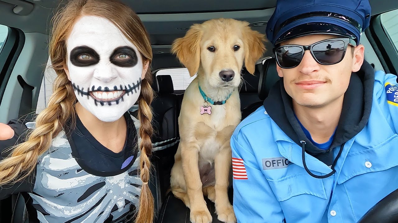Police SAVES Puppy From Skeleton with Car Ride Chase! - YouTube