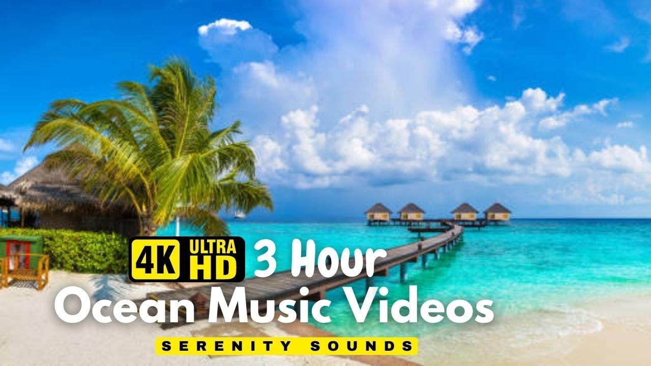 Relaxing Music with 4K Beautiful Ocean Wave Nature🐬Peaceful Piano ...