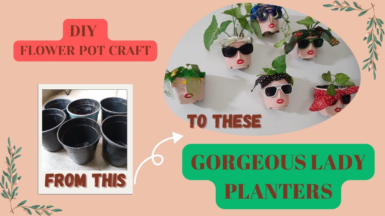 Head Face Planter with glasses🤓 Cute gorgeous lady planters. DIY Flower ...