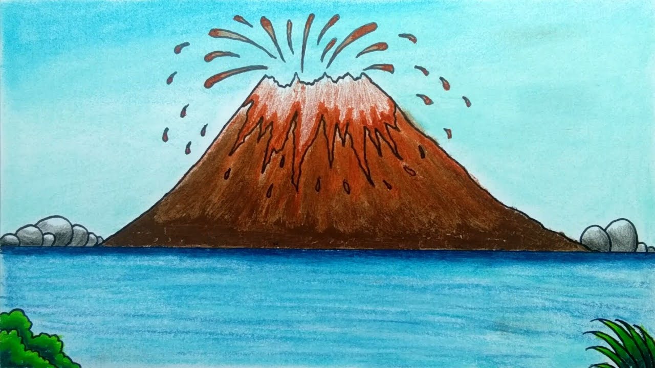 Volcano drawing || How to draw volcano for beginners//Very Easy - YouTube