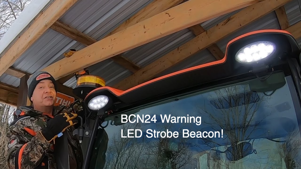 527 BCN24 Warning Light LED Beacon Installation on Tractor. Kubota ...
