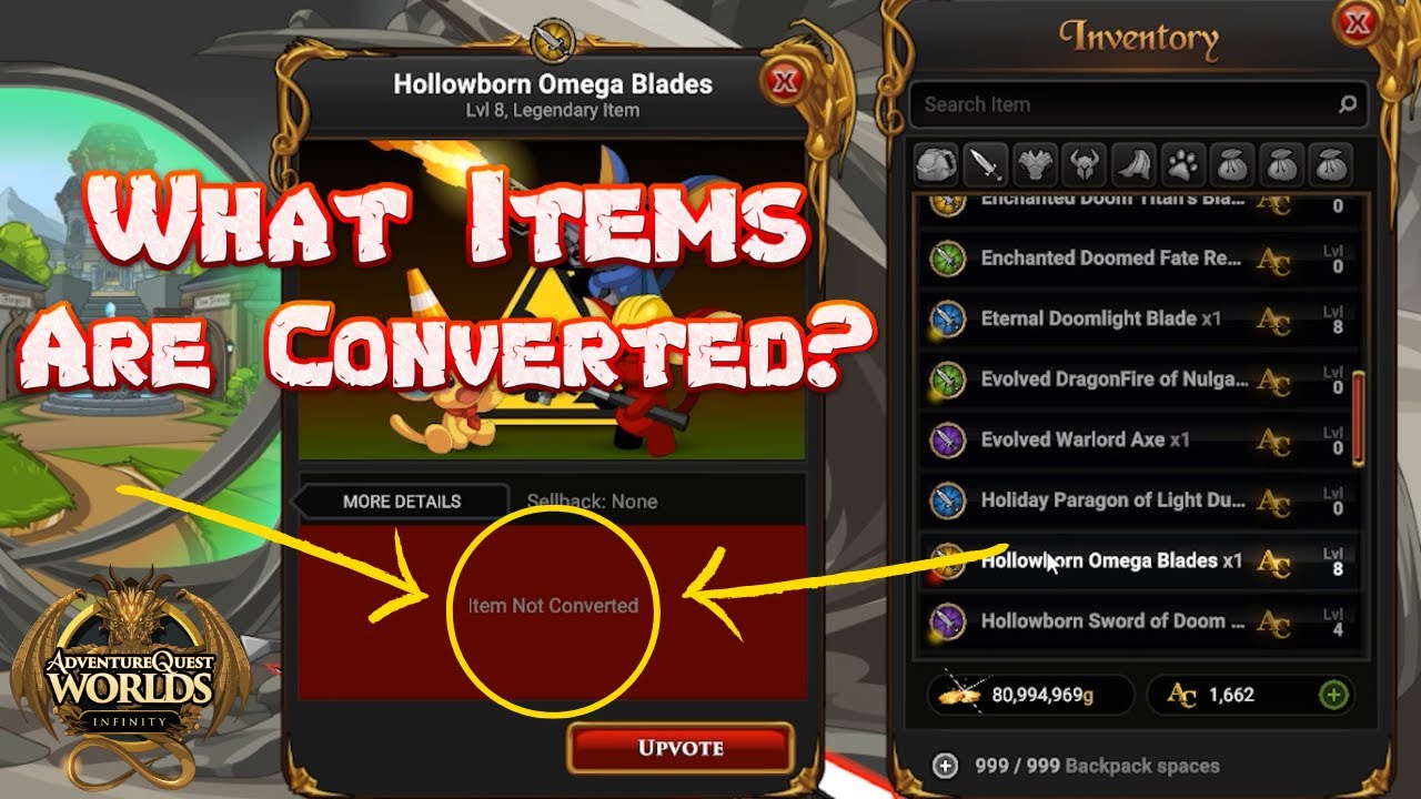 What Items Are Converted In AQW Infinity? Let's FIND Out! - YouTube