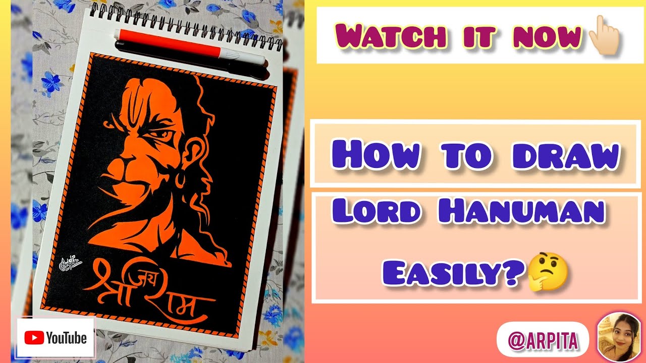 How to draw Lord Hanuman easily??🤔|Draw with me step by step🤩|Lord ...