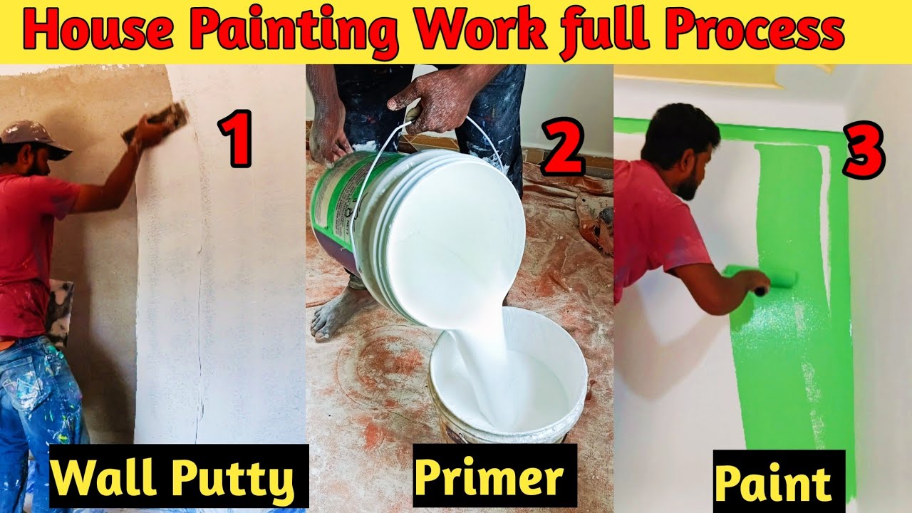 House Painting Work Full Process |Wall Putty Kaise Kare | Primer kaise ...