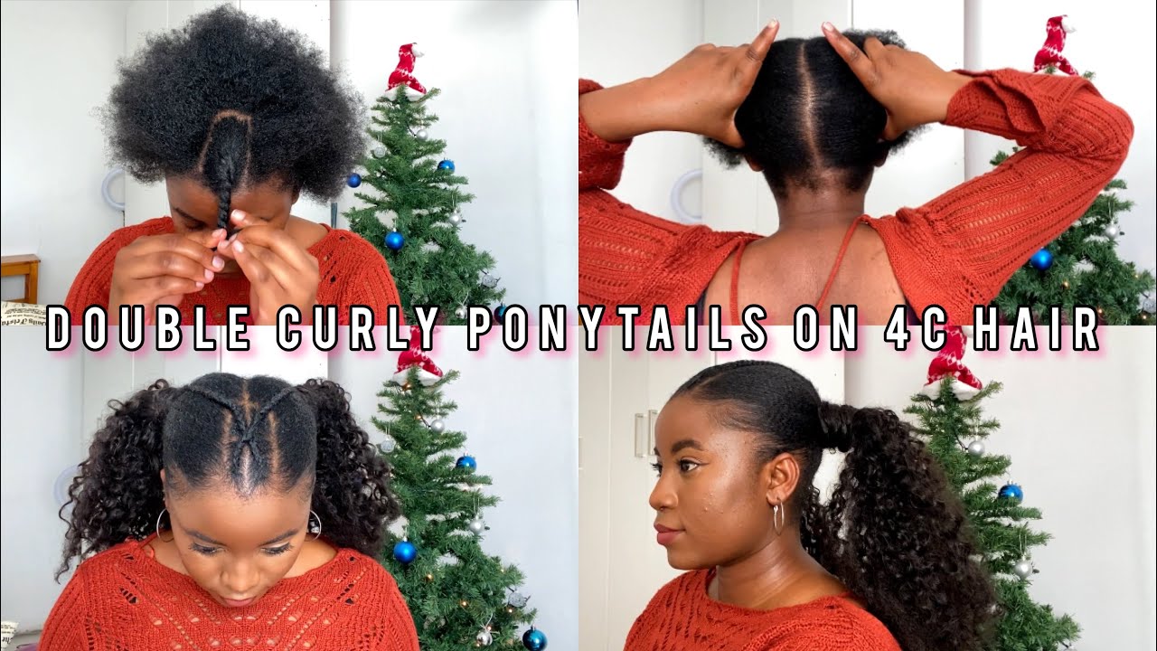 How to: Double Curly Ponytail Hairstyle on Natural 4C Hair | Sleek Down ...