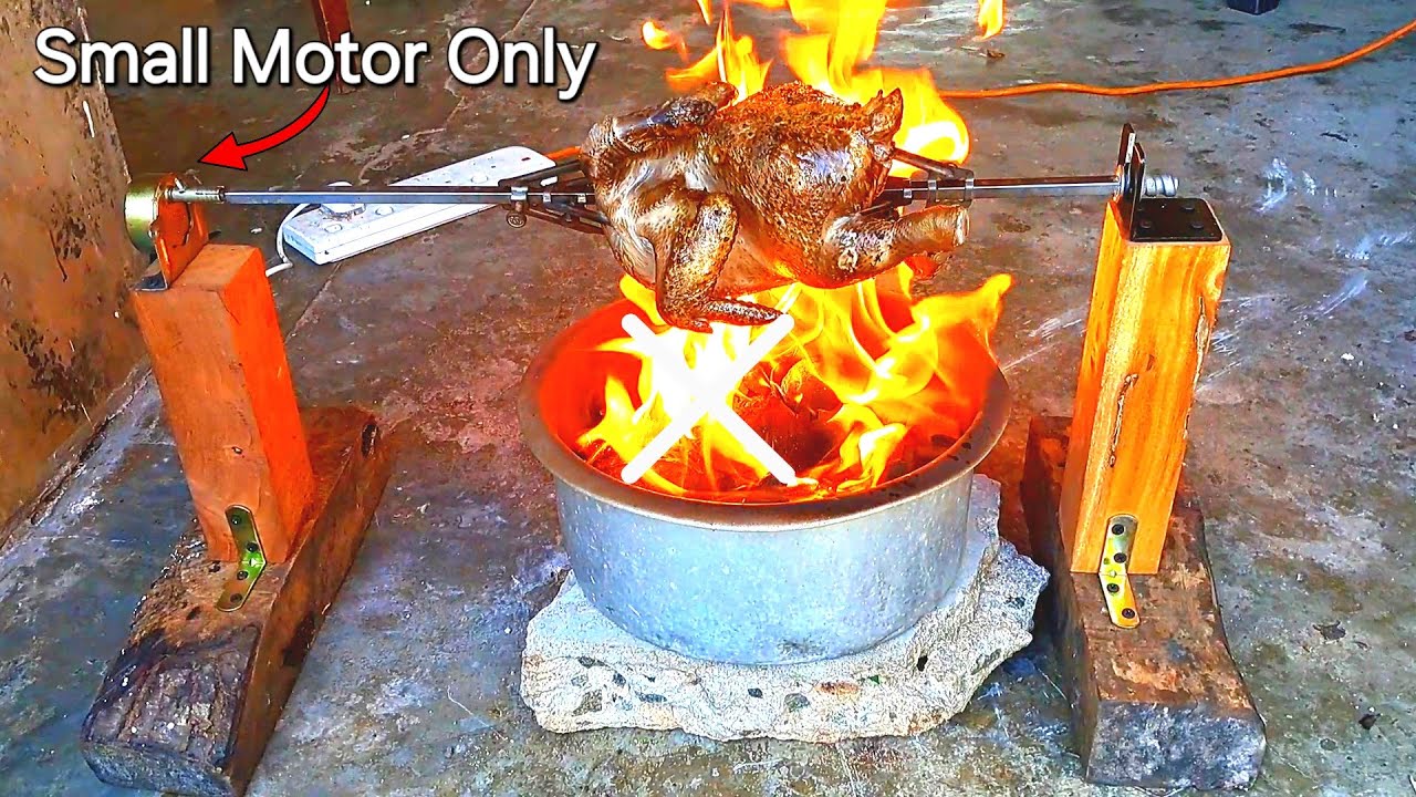 Portable self rotating electric chicken rotisserie bbq grill roaster ...