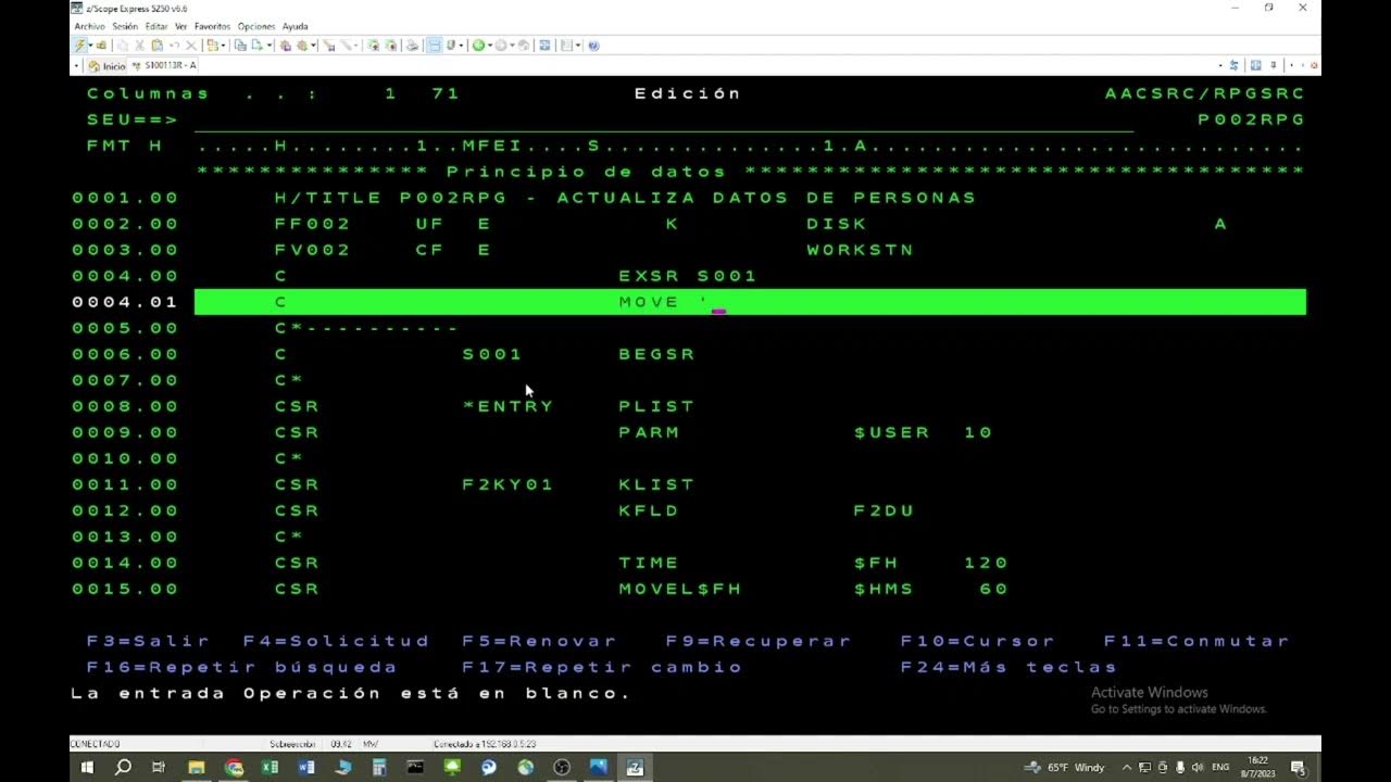 Programa en RPG que realiza A-B-M en un AS/400 - Parte 2 - YouTube