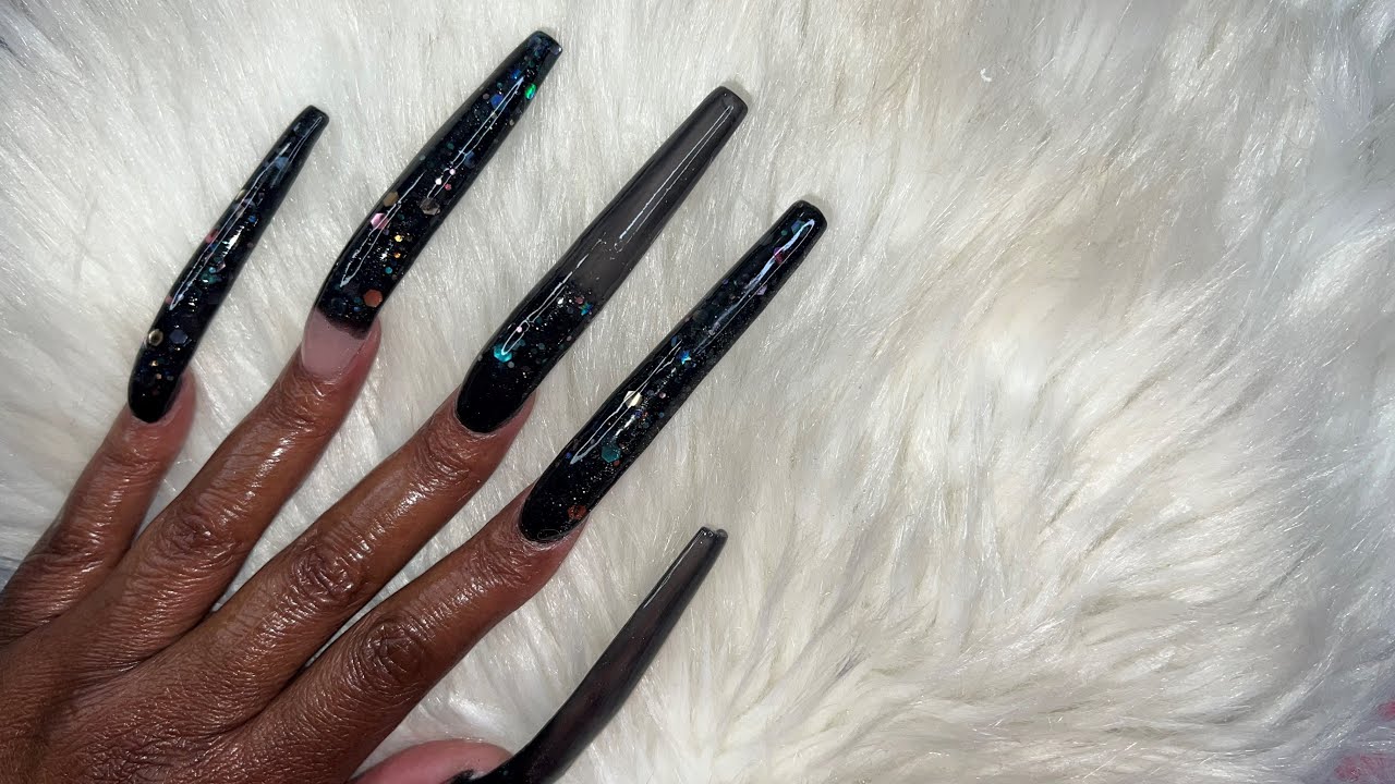 3XL Black Glitter Nails - YouTube