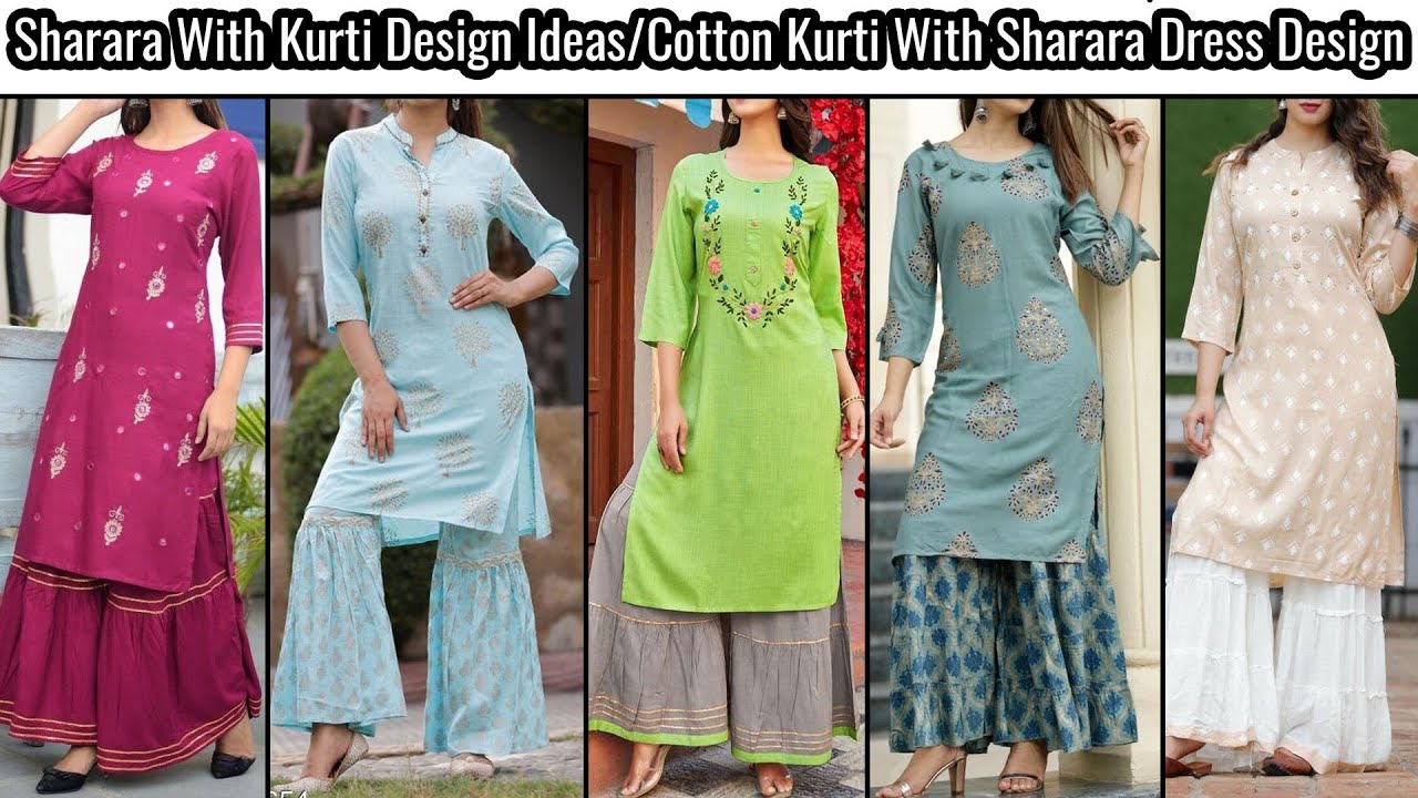 Sharara With Kurti Design Ideas //Casual Sharara Dress Design //Cotton ...