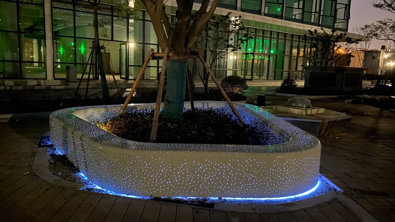 Glowing concrete tree benches Production overview - YouTube