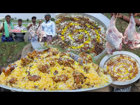 ನಾಟಿ ಮಟನ್ ದಮ್ ಬಿರಿಯಾನಿ | Cooking mutton dum biryani on the river bank of our village | Biryani |