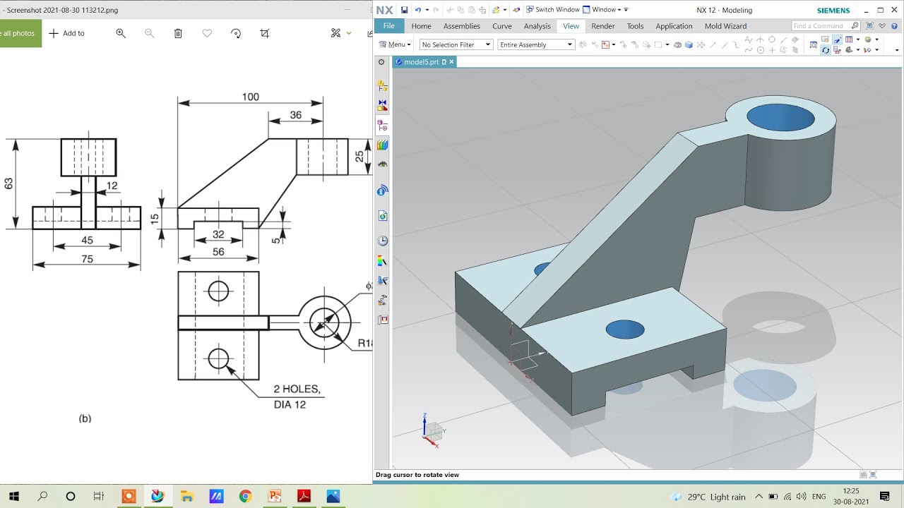 #NX CAD #Model from 2D Drawing 5 - YouTube