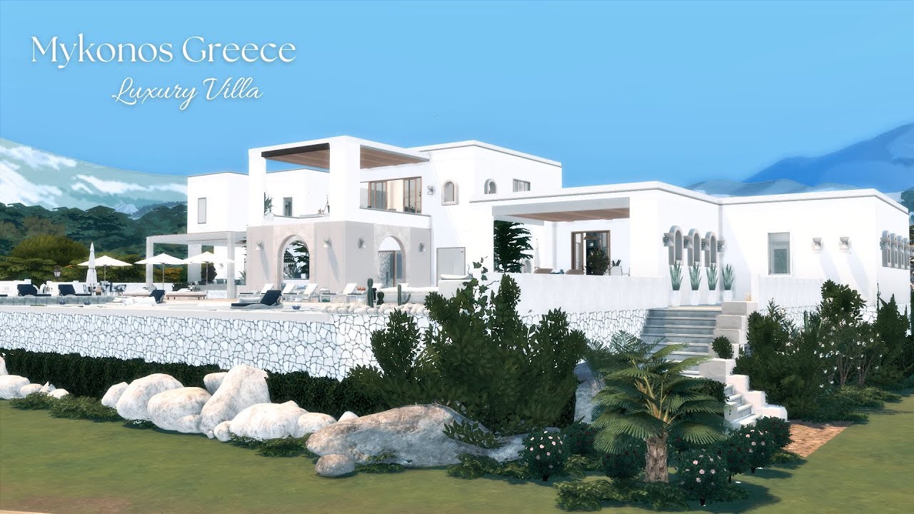Greek - Style Luxury Villa Mykonos Greece || Sims 4 || House Tour || CC ...