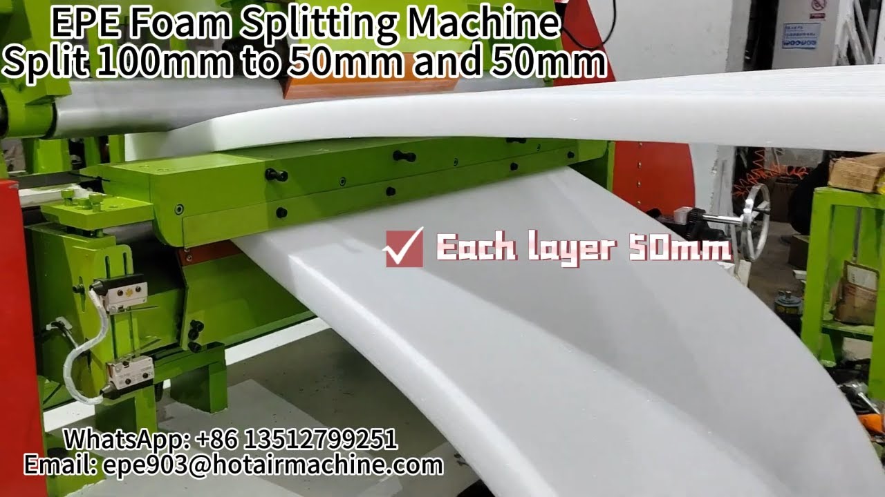 EPE Foam Sheet Splitting Machine Split: 100mm to 50mm and 50mm - YouTube