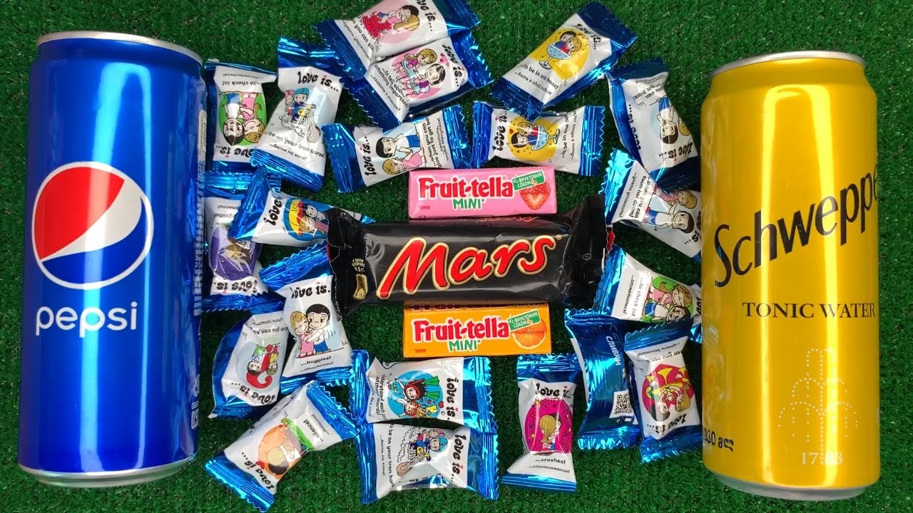 Satisfying Video | 🥤 Pepsi Schweppes Mars LoveIs Fruit-tella Open Mix ...