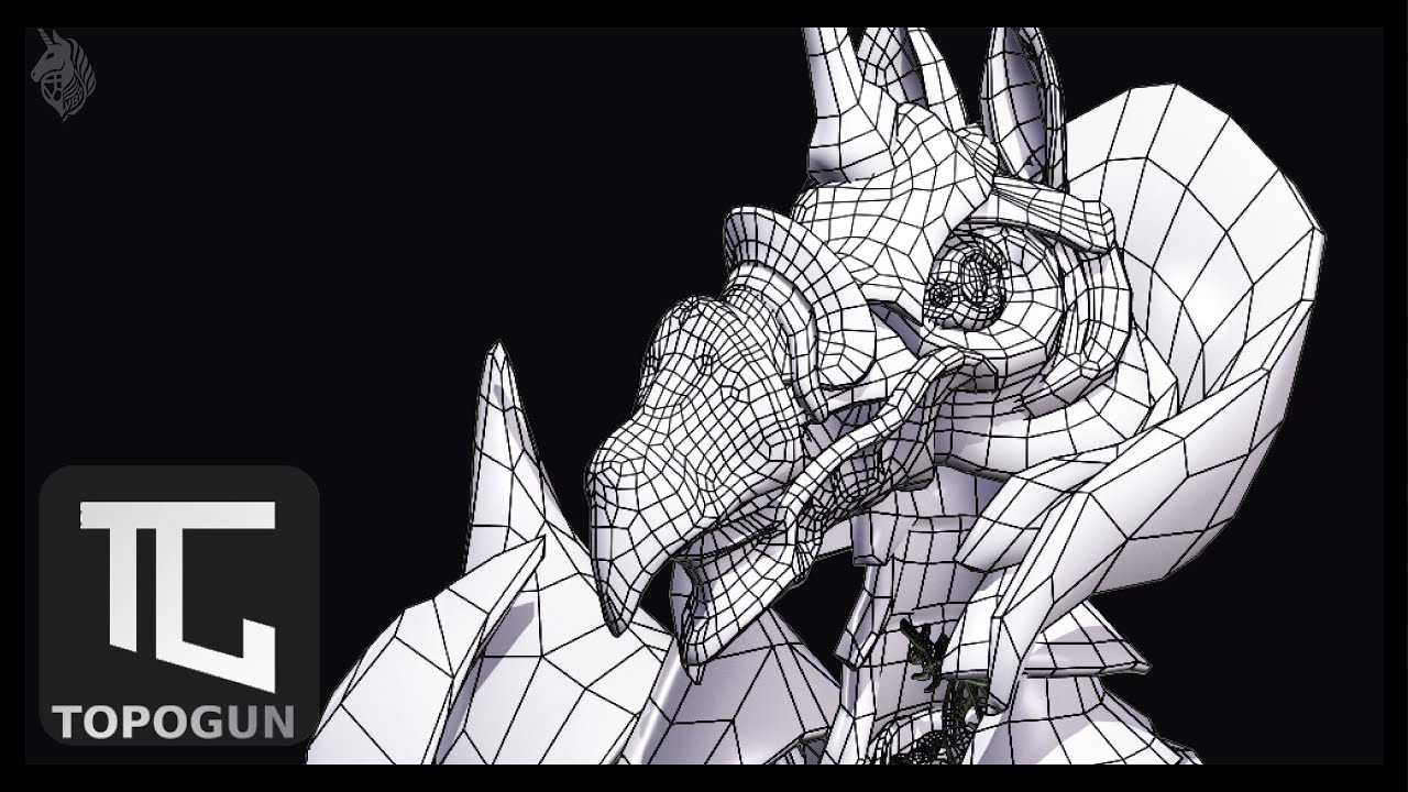 Topologizing a Fantastical Unicorn Mech (1/2) || Topogun 2 Timelapse ...