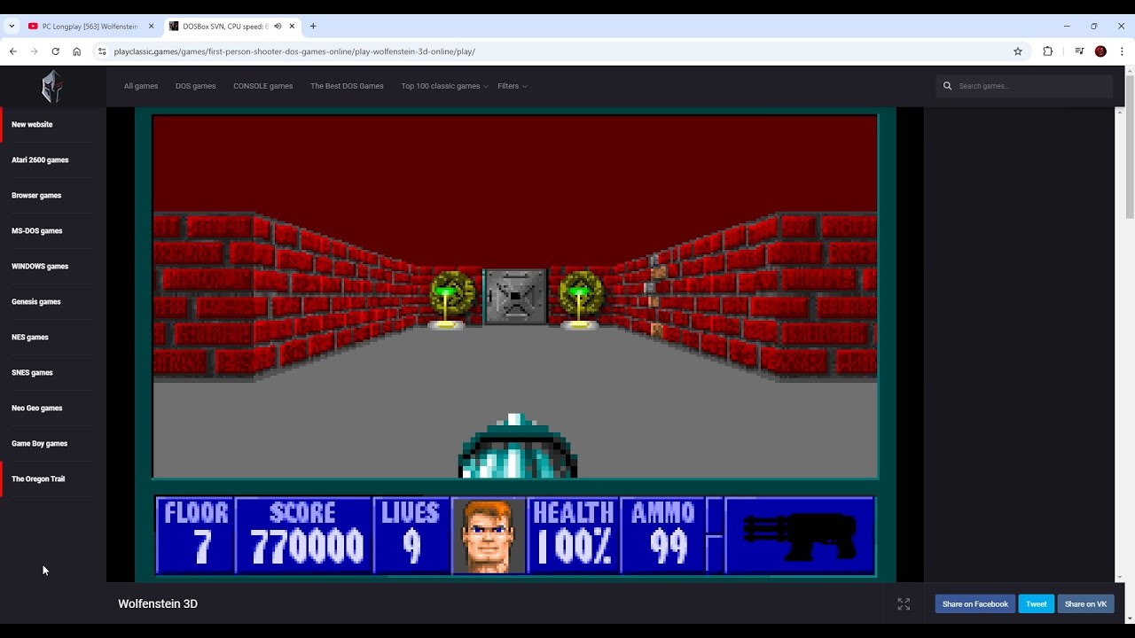 Wolfenstein 3D MS DOS PC 1945 1992 Episode 4 Floor 7 All Secrets Room ...