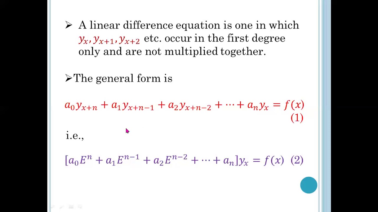 Linear Difference equations (Lec#29) - YouTube