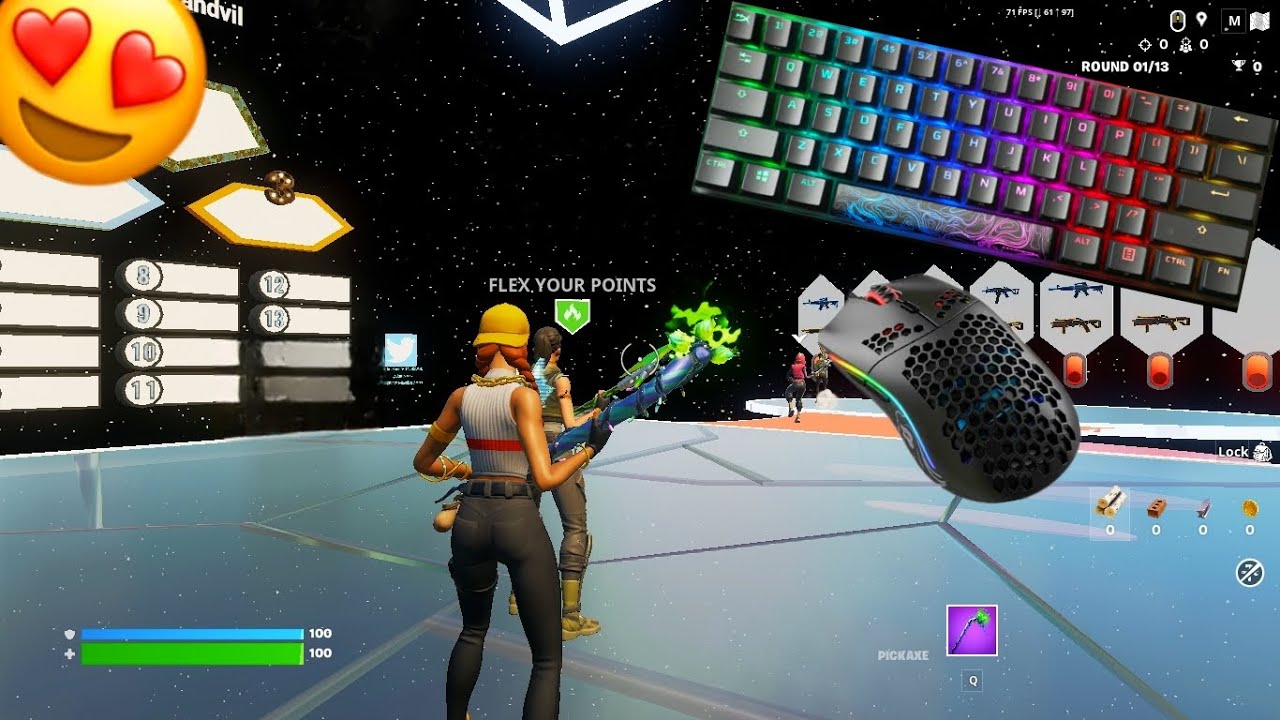 Custom GK61 Keyboard🔥Fortnite Keyboard Sounds ASMR Gameplay 2V2 box ...