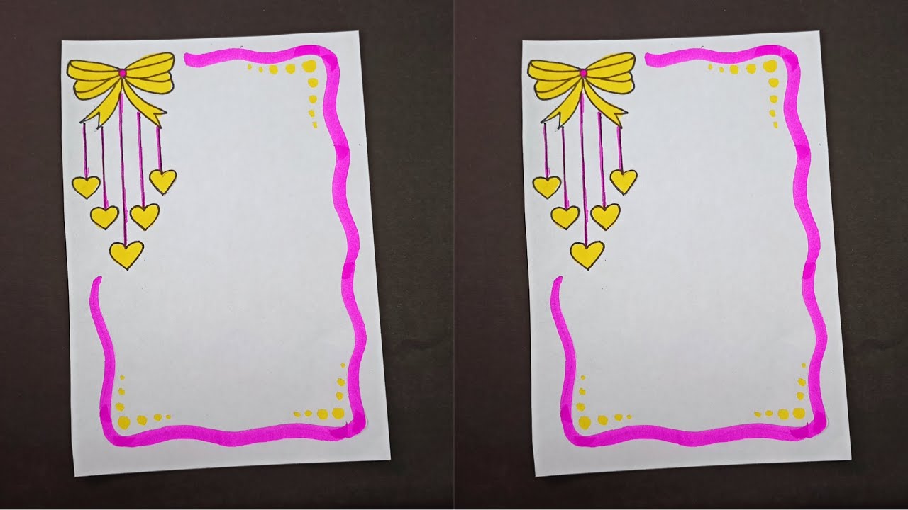 Easy Pink and yellow border design for project file | Front page design ...
